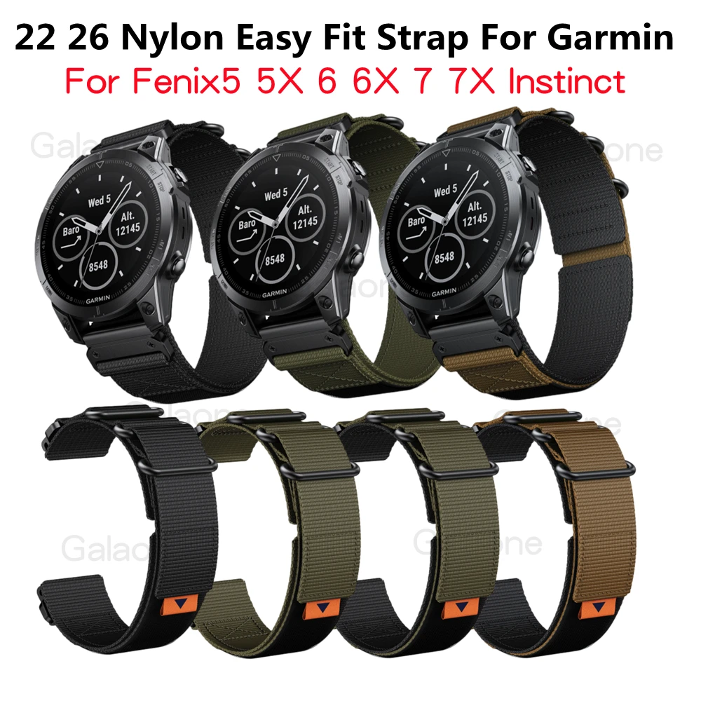 Garmin-Nylon-Loop-Strap-5Plus-6Pro-7-Quick-Release-22-26mm-Wristband ...