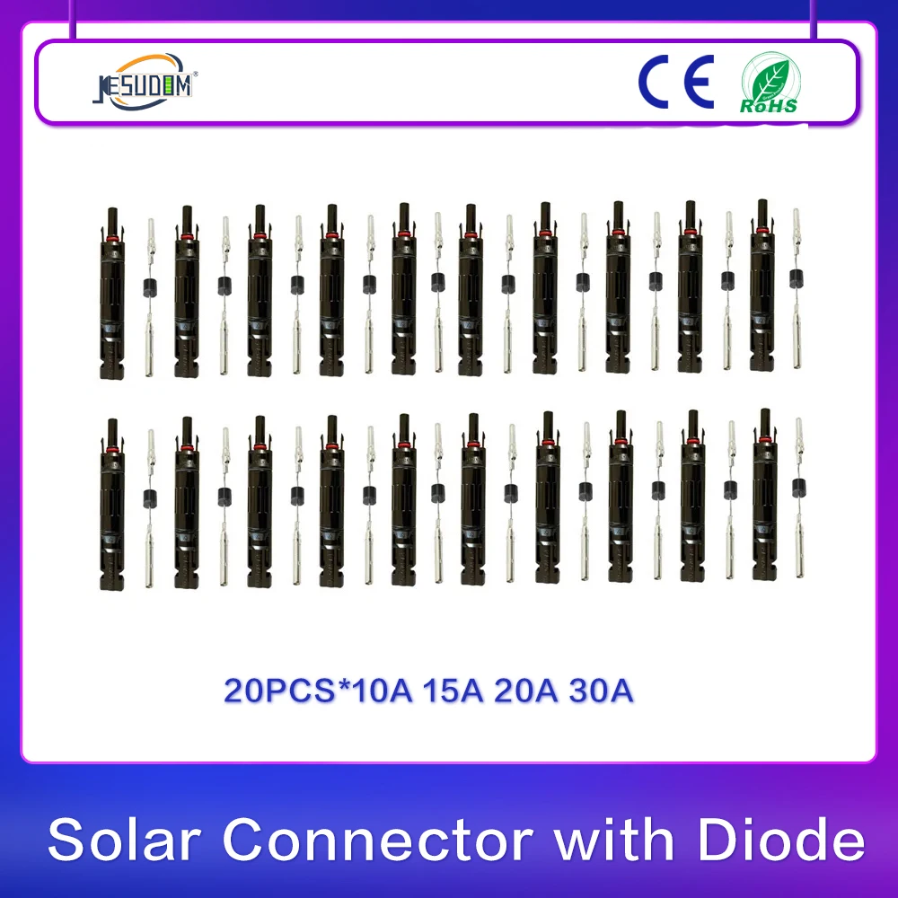 10A-15A-20A-30A-Diode-Suit-20PCS-Solar-Connector-for-14-12-10-AWG-Wire ...