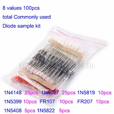 8 Values 100pcs Total Commonly Used Diode Sample Kit 1n4148 4007 5819 ...