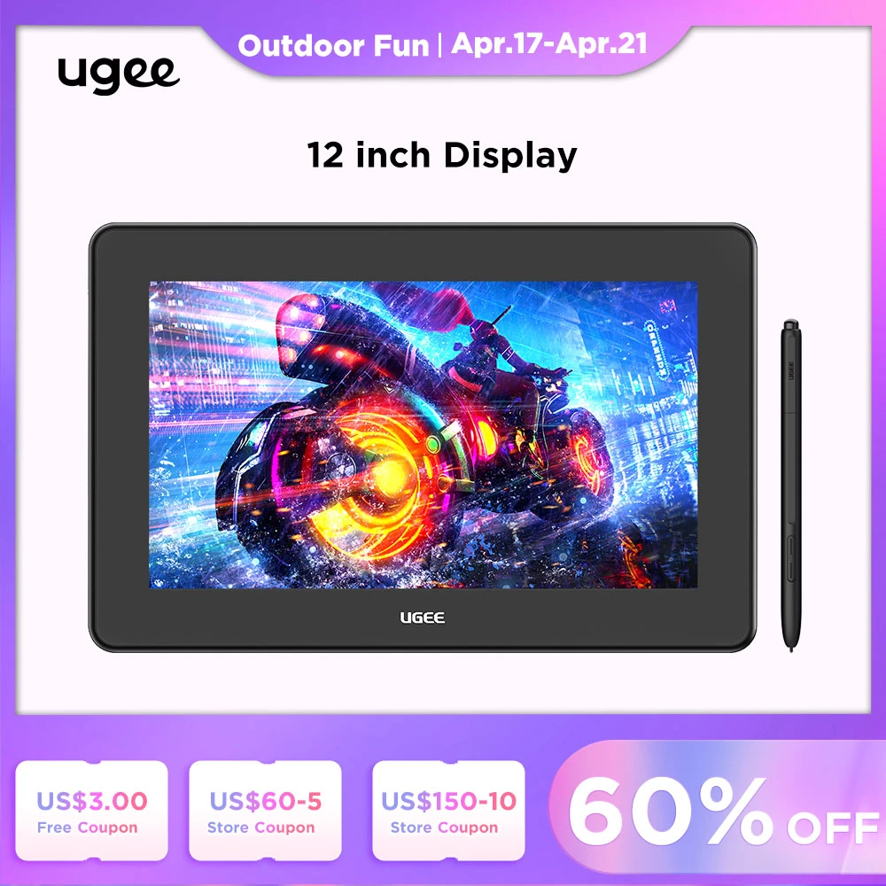 Ugee Graphic Tablet With Screen 12 Inches Drawing Monitor Display Ugee ...