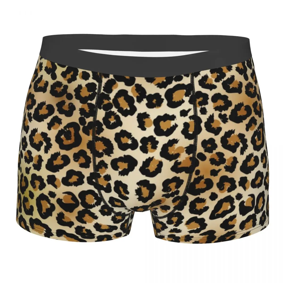 Custom Brown Leopard Print Boxers Shorts Men's Animal Cheetah Skin ...