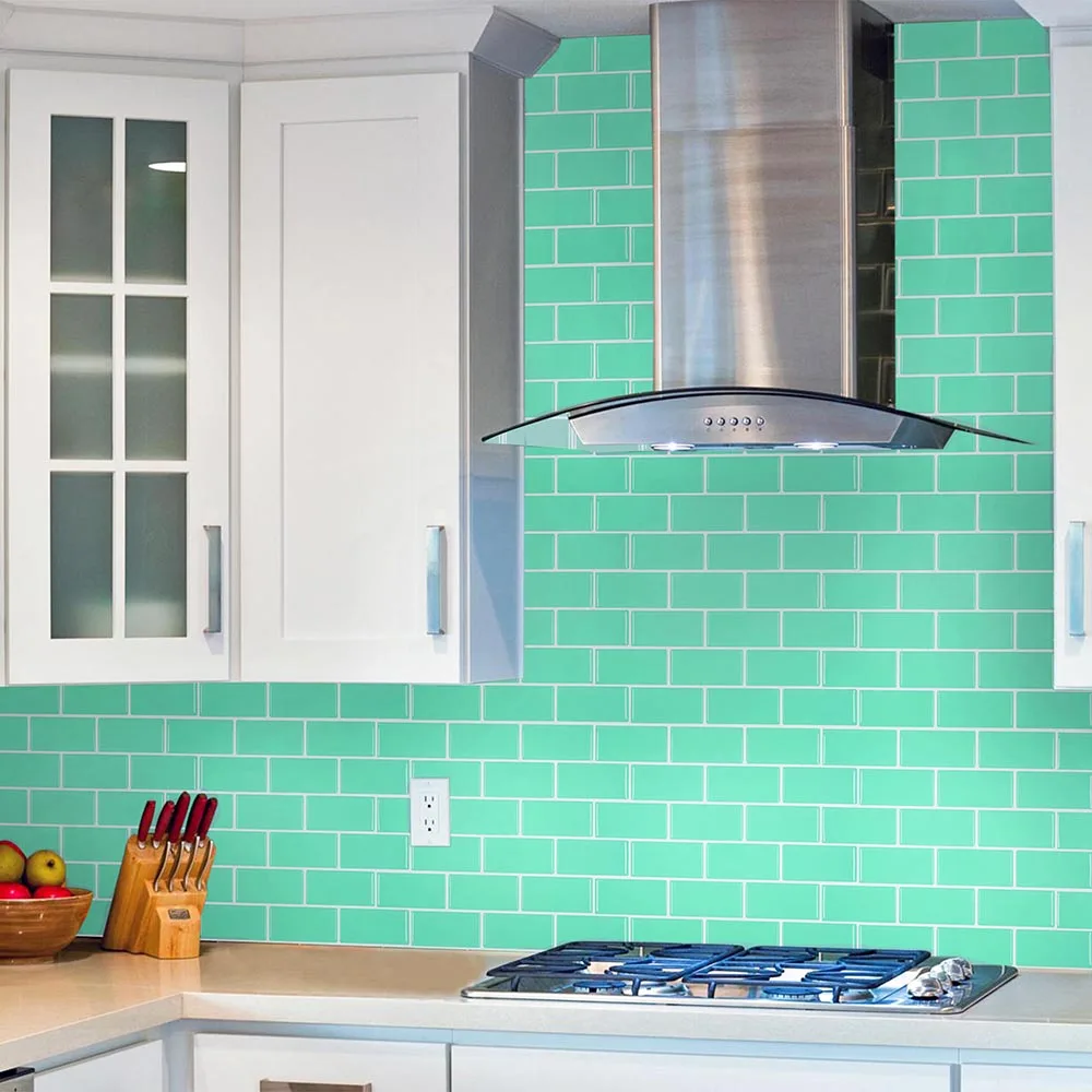 Faux Tile Wallpaper Backsplash