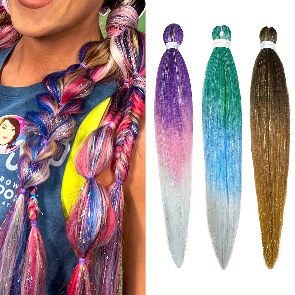 EZ Braids Synthetic Ombre Braiding Hair Add Tinsels 26 Inch Pre ...