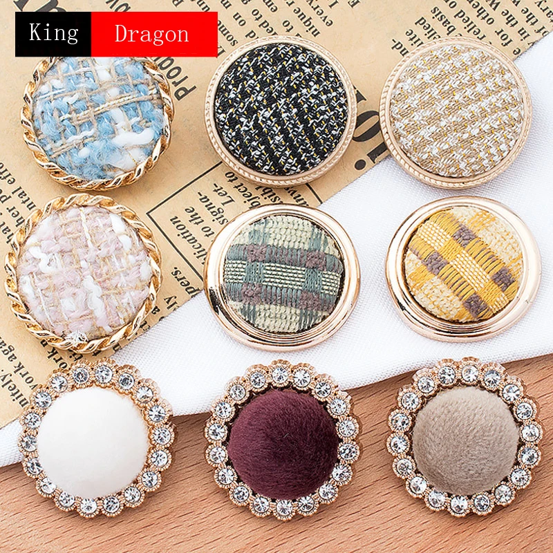 Botones redondos dorados de Metal para ropa de costura para mujer ...