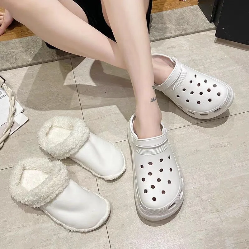 Croc-Fur-Forro-Palmilhas-para-Mulheres-e-Homens-Quente-Plush-Palmilha ...