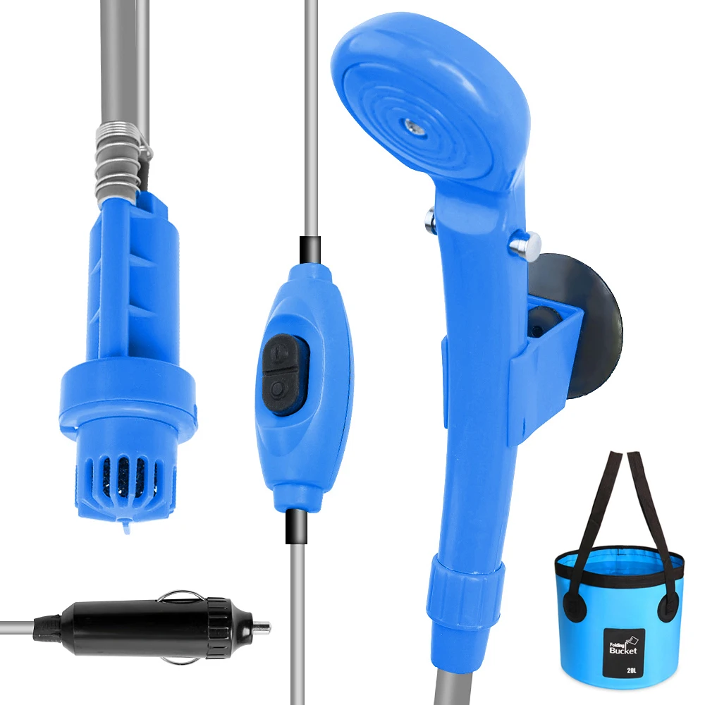 Portable 12V Camping Shower DC Car Shower High Pressure Power Washer ...