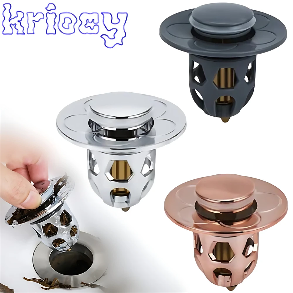 Universal-Washbasin-Head-Cap-Stainless-Steel-Pop-up-Bounce-Core-Drain ...