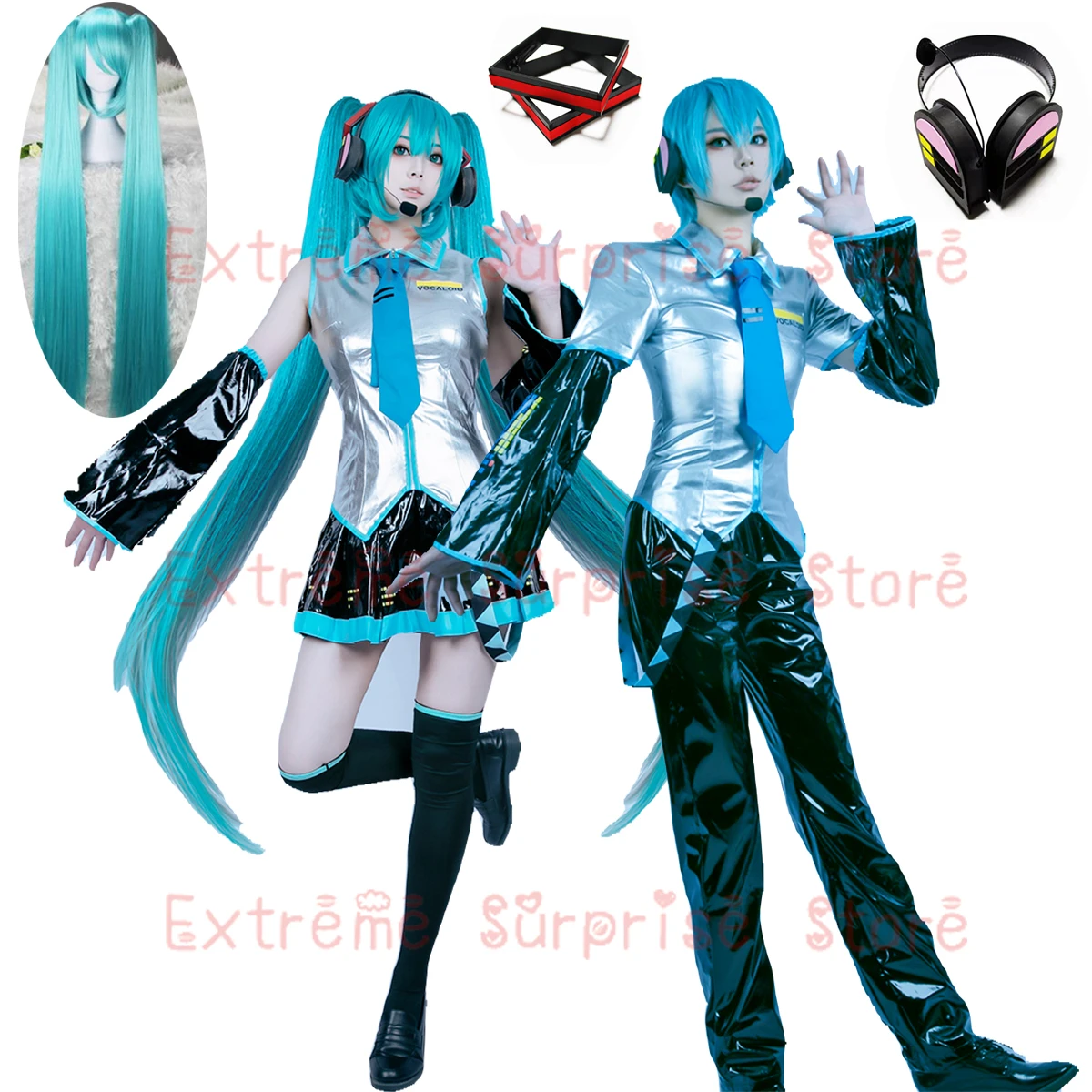 New-XS-3XL-Full-Set-Miku-Cosplay-Costume-Wig-Shoes-Headwear-Props-Miku ...