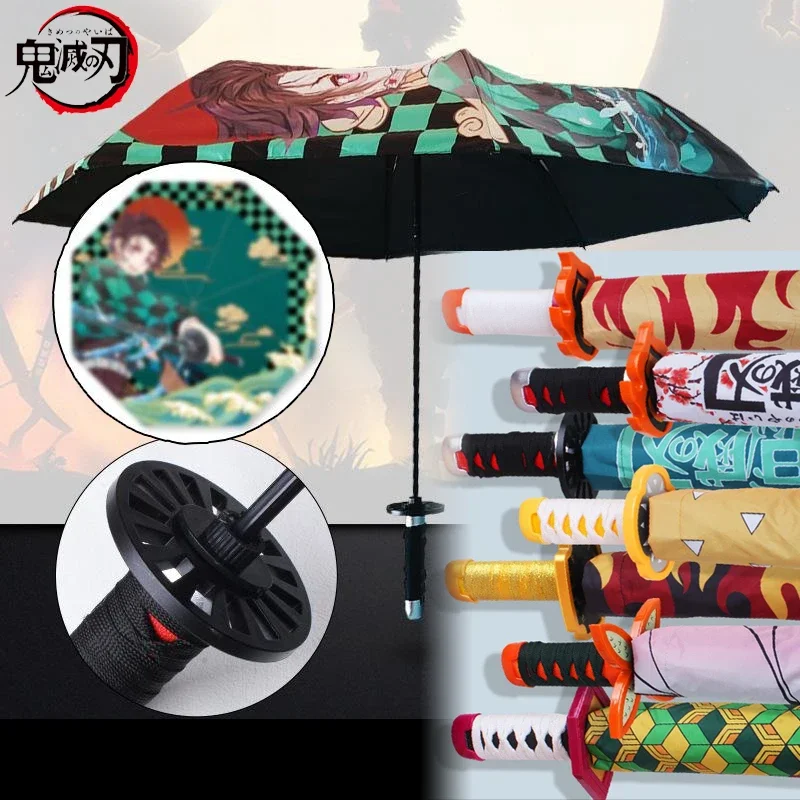 Demon-Slayer-Katana-Umbrella-Wind-Rain-Folding-Parasol-Kimetsu-No-Yaiba ...