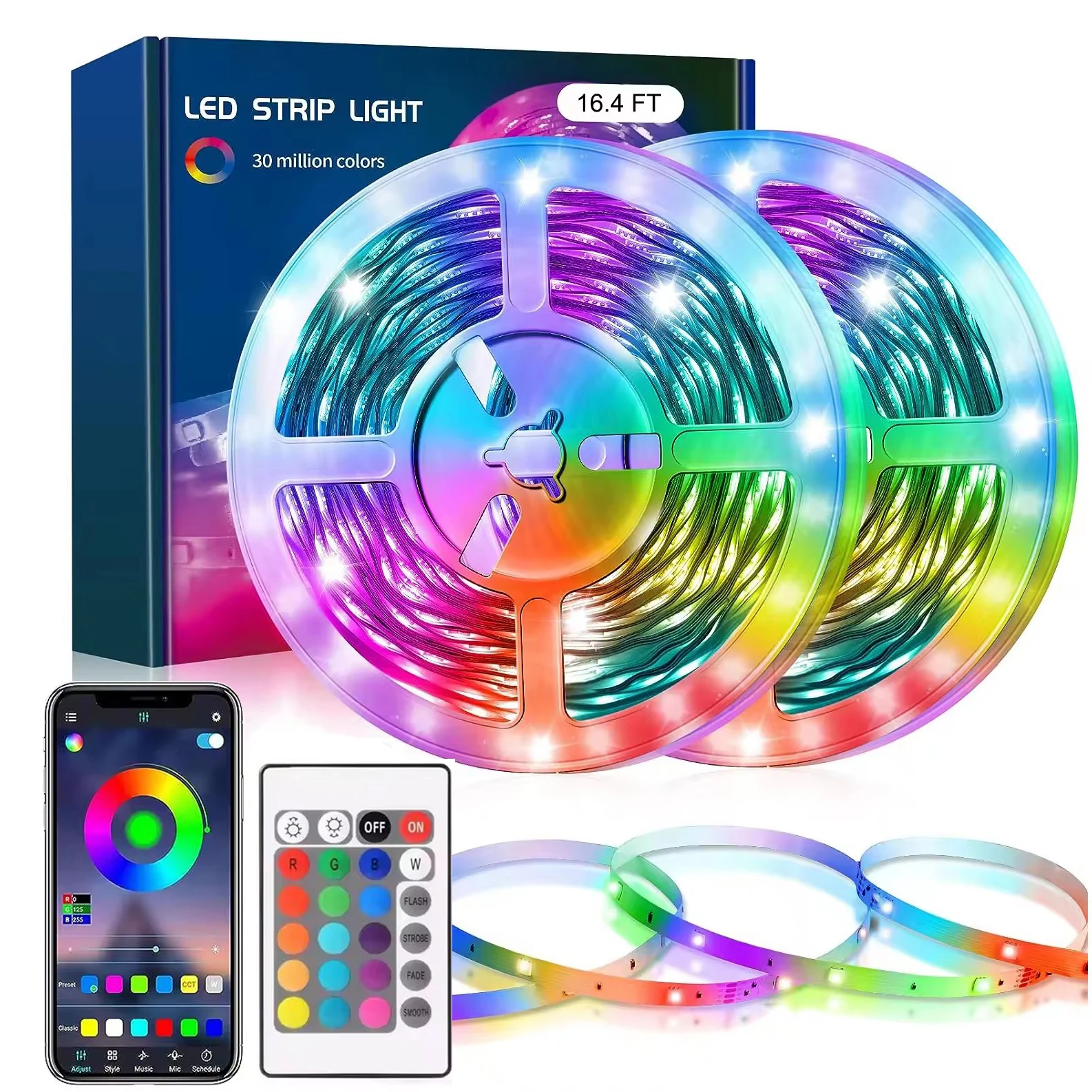 5V-USB-Led-Strip-Lights-with-Remote-APP-Control-RGB-5050-Led-Tape ...