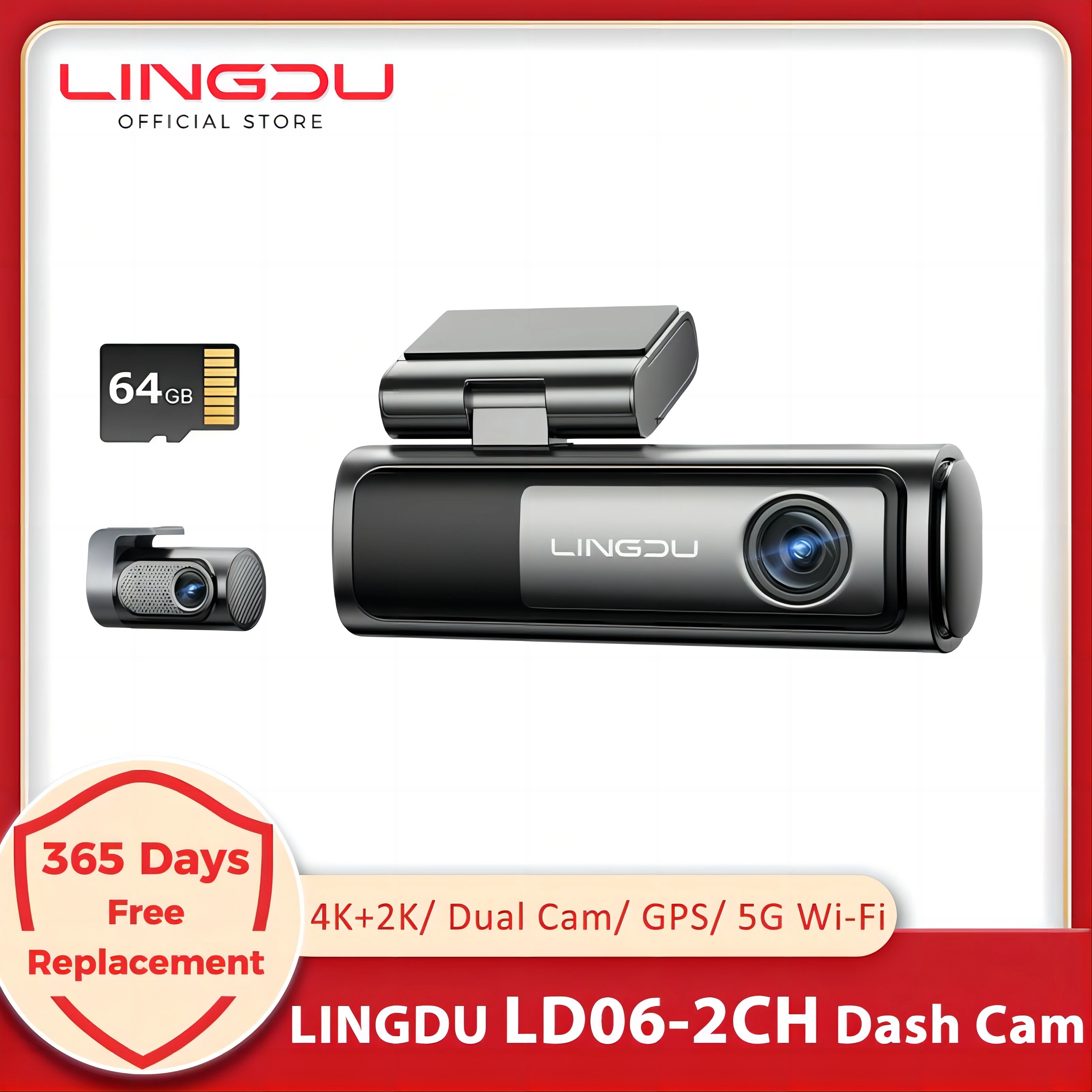 LINGDU-4K-Dash-Cam-LD06-Ultra-HD-Dash-Camera-Built-in-5GHz-WiFi-GPS-24H ...