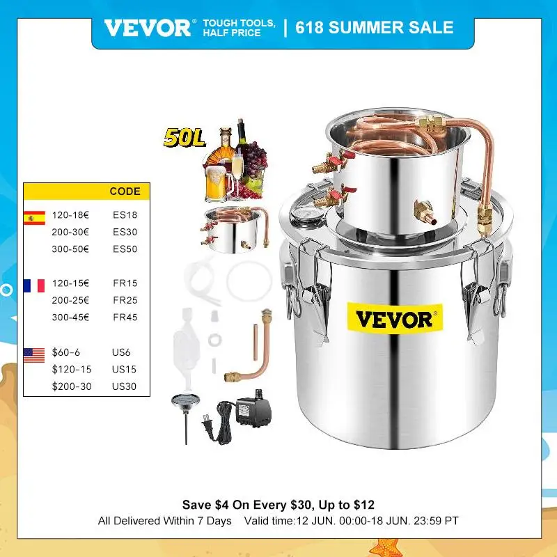VEVOR-50L-Moonshine-Still-Alcohol-Distiller-w-Water-Pump-Stainless ...
