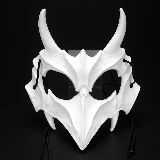 Party Mask Long Teeth Demon Samurai Skeleton Half Face Mask Wolf Dragon ...
