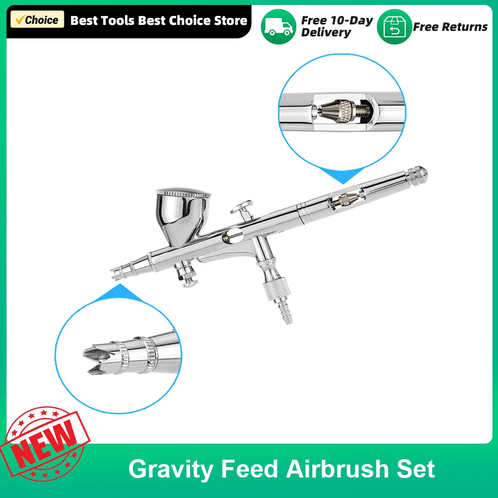 KKMOON Gravity Feed Airbrush Set Dual Action Spray Gun For Art Painting ...