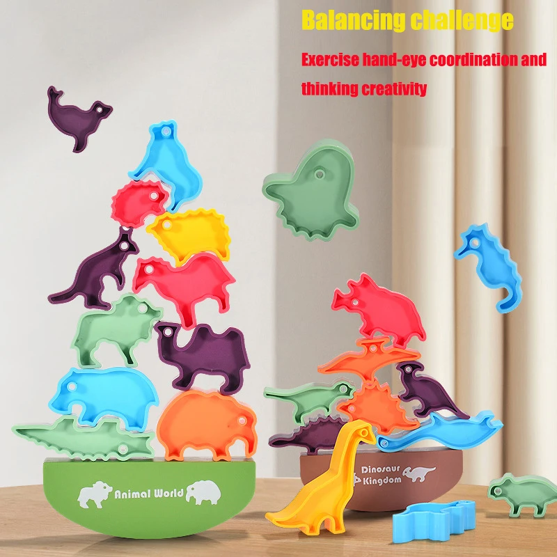 Stacking-Balance-Building-Blocks-Set-para-Crian-as-Dinossauros-Animais ...