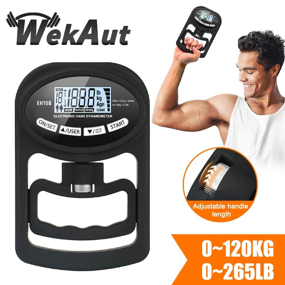 265lbs Digital Hand Dynamometer Grip Strength Tester Hand Grip Meter ...