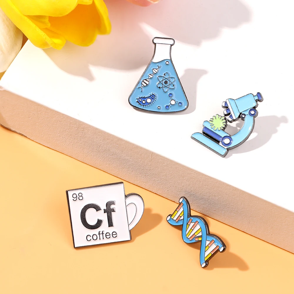 Enamel-Pin-Metal-Brooches-Chemical-Molecular-Badges-Microscope-Beaker ...