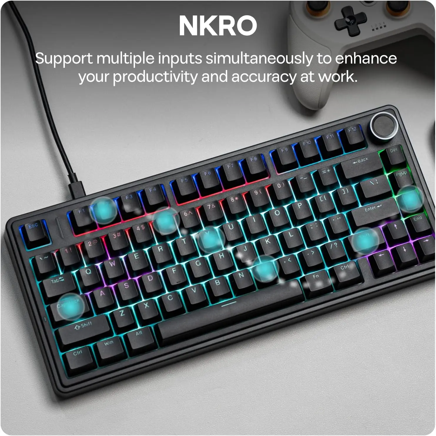 Aula F75 Wired Gaming Keyboard 75% RGB Backlight ABS Keycap Gasket ...