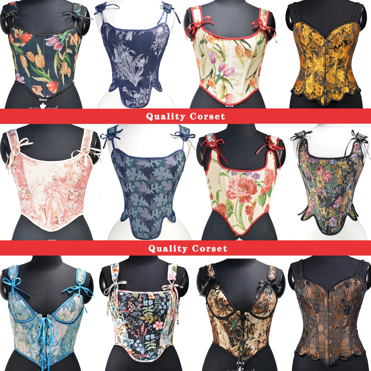 Women Abdomen Corset Crops Push Up Body Bones Gather Breast Vintage ...