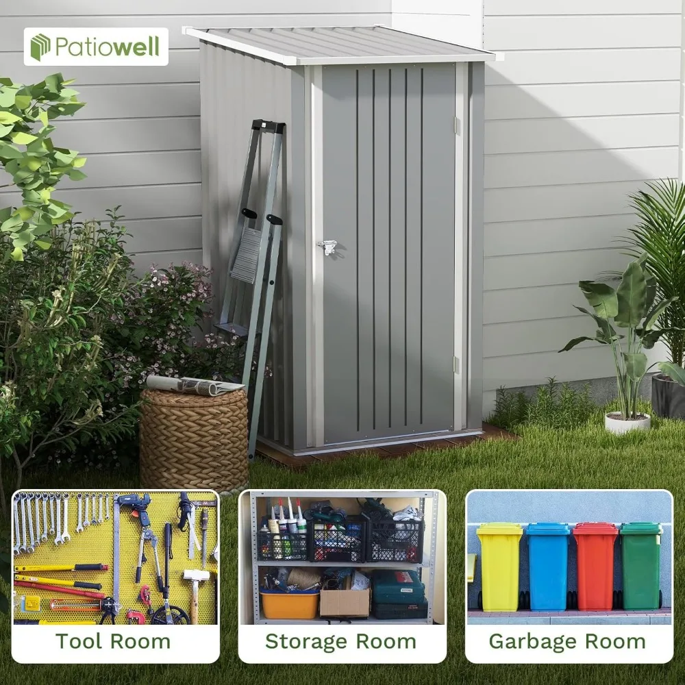 3×3 FT Metal Outdoor Storage Shed with Lockable Door – Garden Exploration