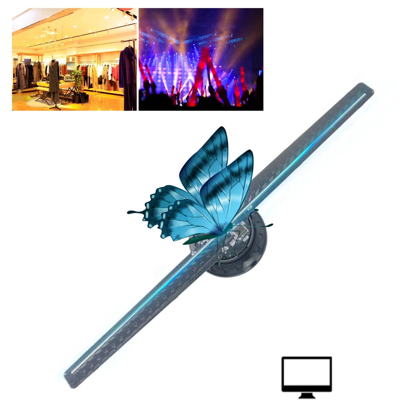 3d Led Holographic Projector Advertising Screen Lights 40cm Hologrom ...