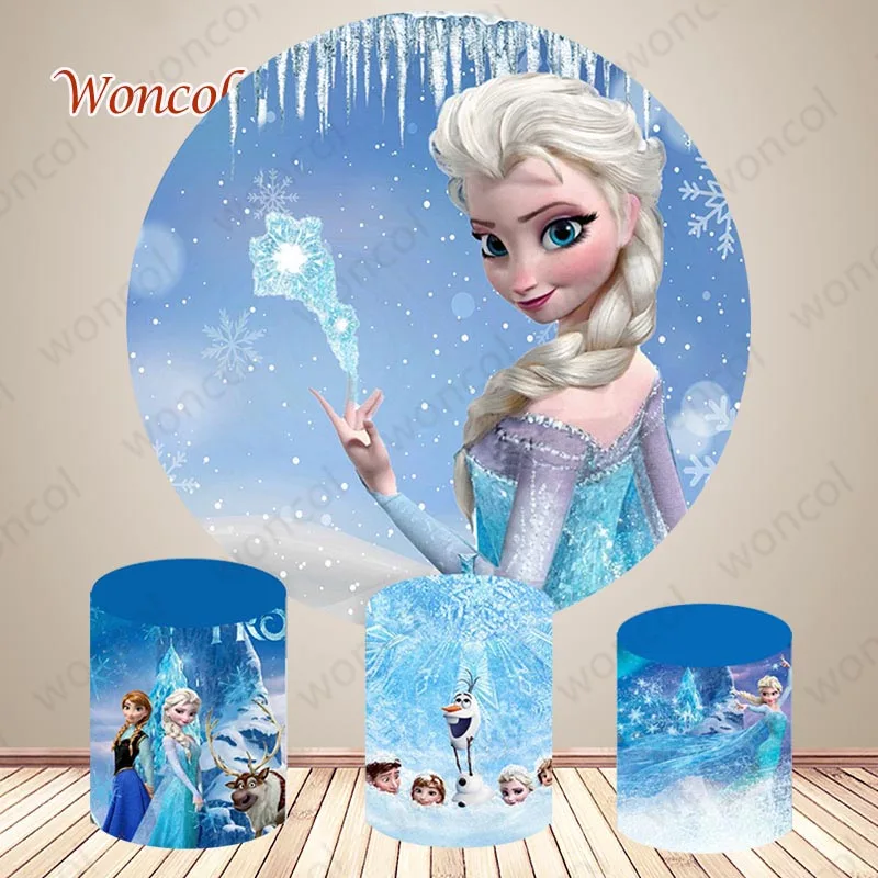Frozen-Elsa-Princess-Round-Backdrop-Happy-Birthday-Photo-Backdrop ...