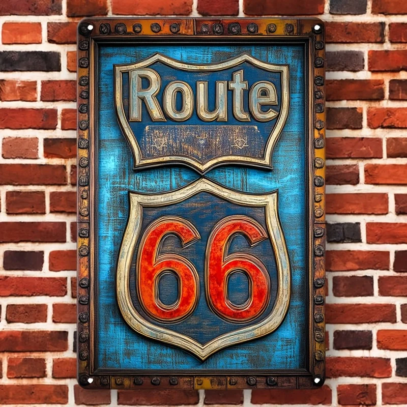 Vintage Route 66 Metal Sign, Aluminum Wall Decor for Home, Bar, Cafe ...