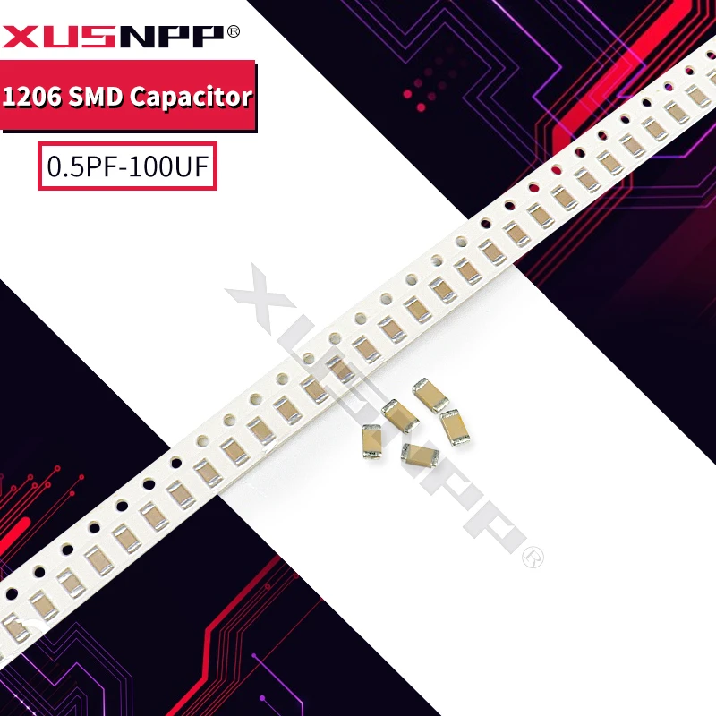 50pcs 1206 Smd Chip Multilayer Ceramic Capacitor 0.5pf - 100uf 10pf 100pf 1nf 10nf 15nf 100nf 0 ...