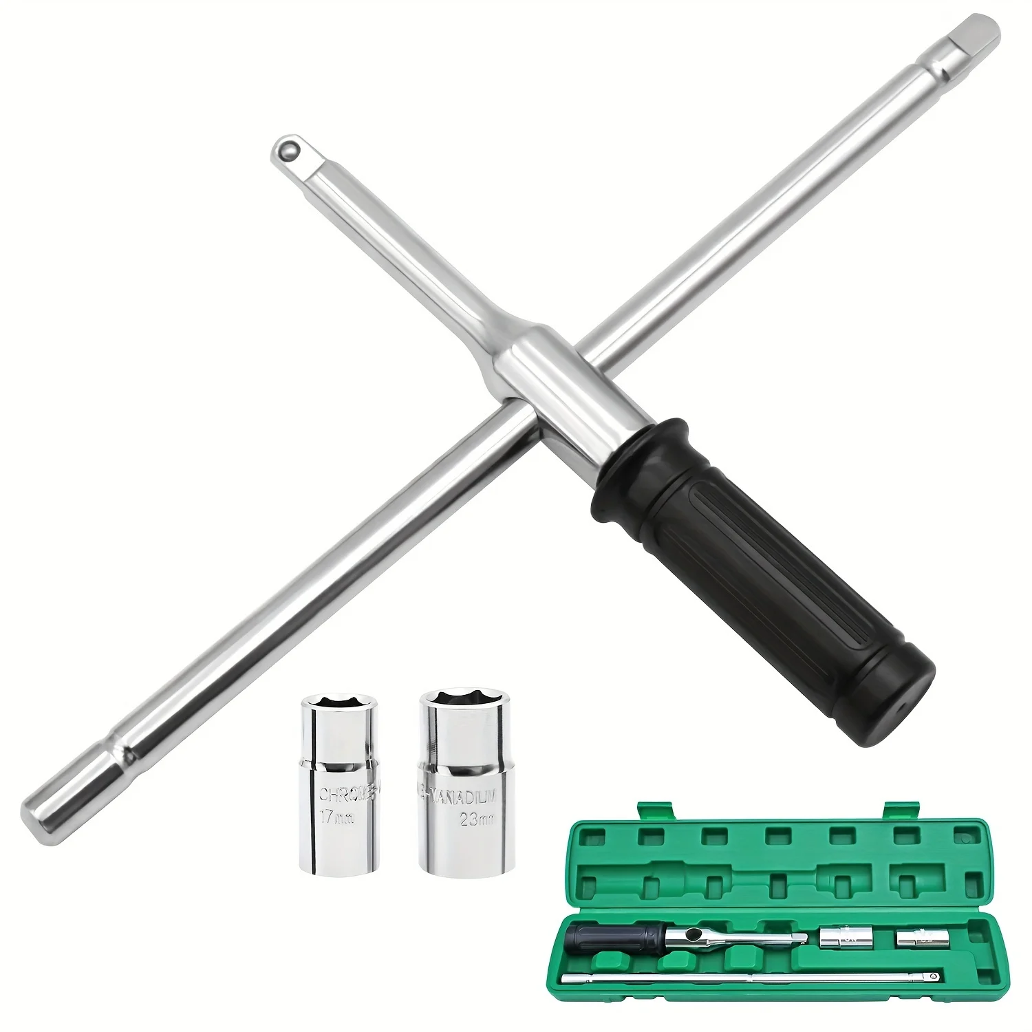 16''Extended Lug Wrench with Blow Storage Case 4 Way Wheel Nut Wrench ...