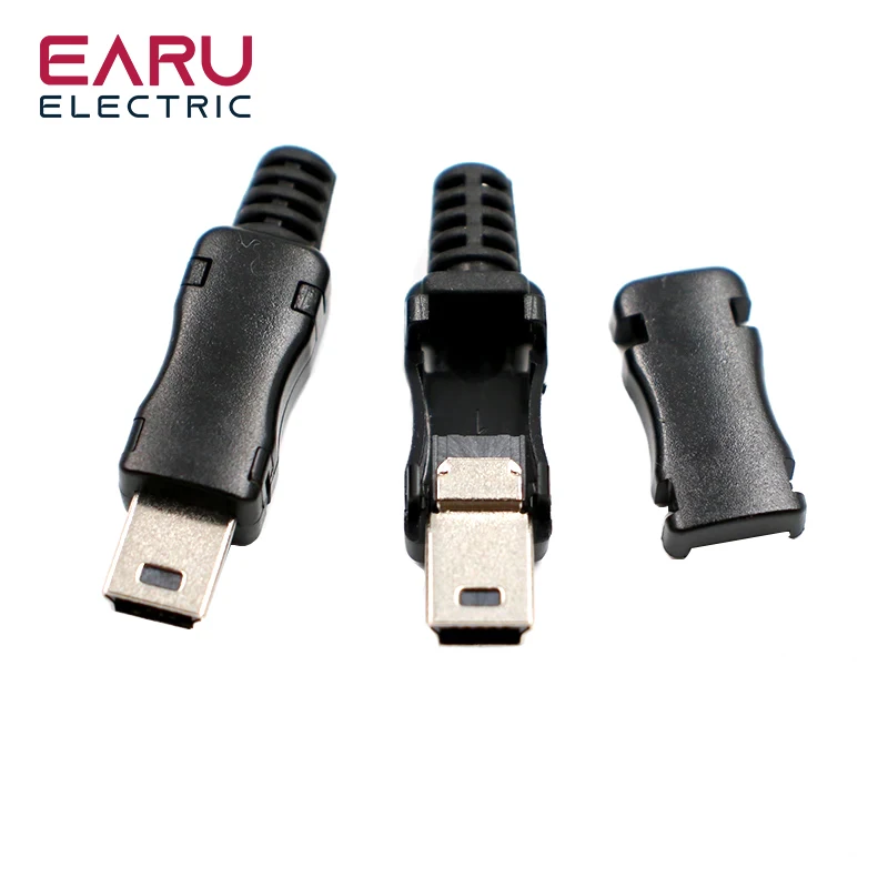 10pcs-Mini-USB-5-Pin-T-Port-Male-Plug-Socket-Connector-Plastic-Cover ...