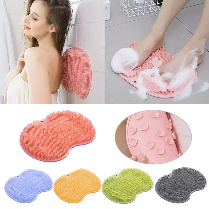 Bathroom-Massage-Pad-Exfoliator-Scrubber-Scrub-Mat-Silicone-Back-Brush ...