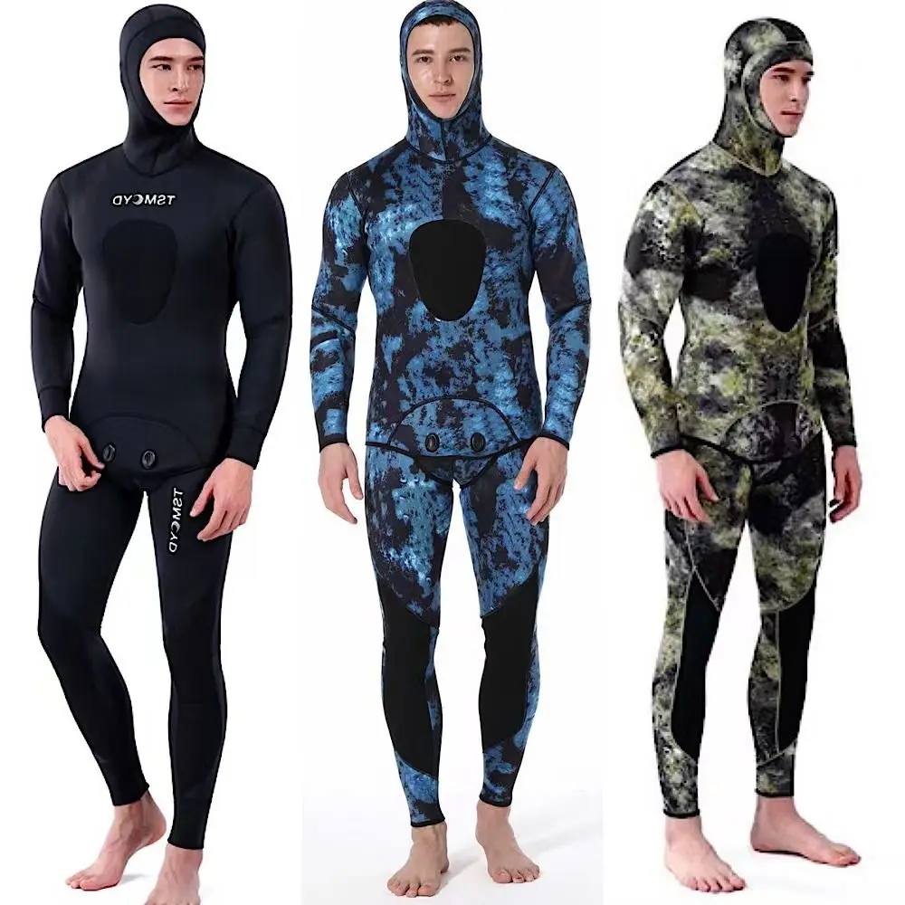 NEW-5mm-Camouflage-Wetsuit-Long-Sleeve-Fission-Hooded-2-Pieces-Of ...