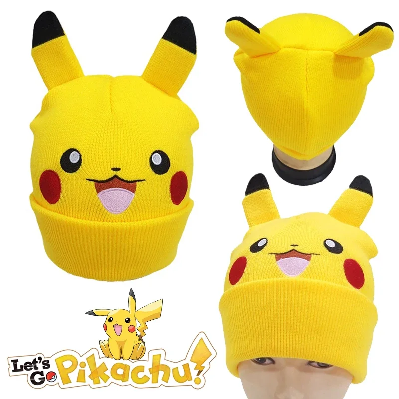 Cute-Pikachu-Beanies-Women-Winter-Warm-Hat-Anime-Cartoon-Solid-Color ...
