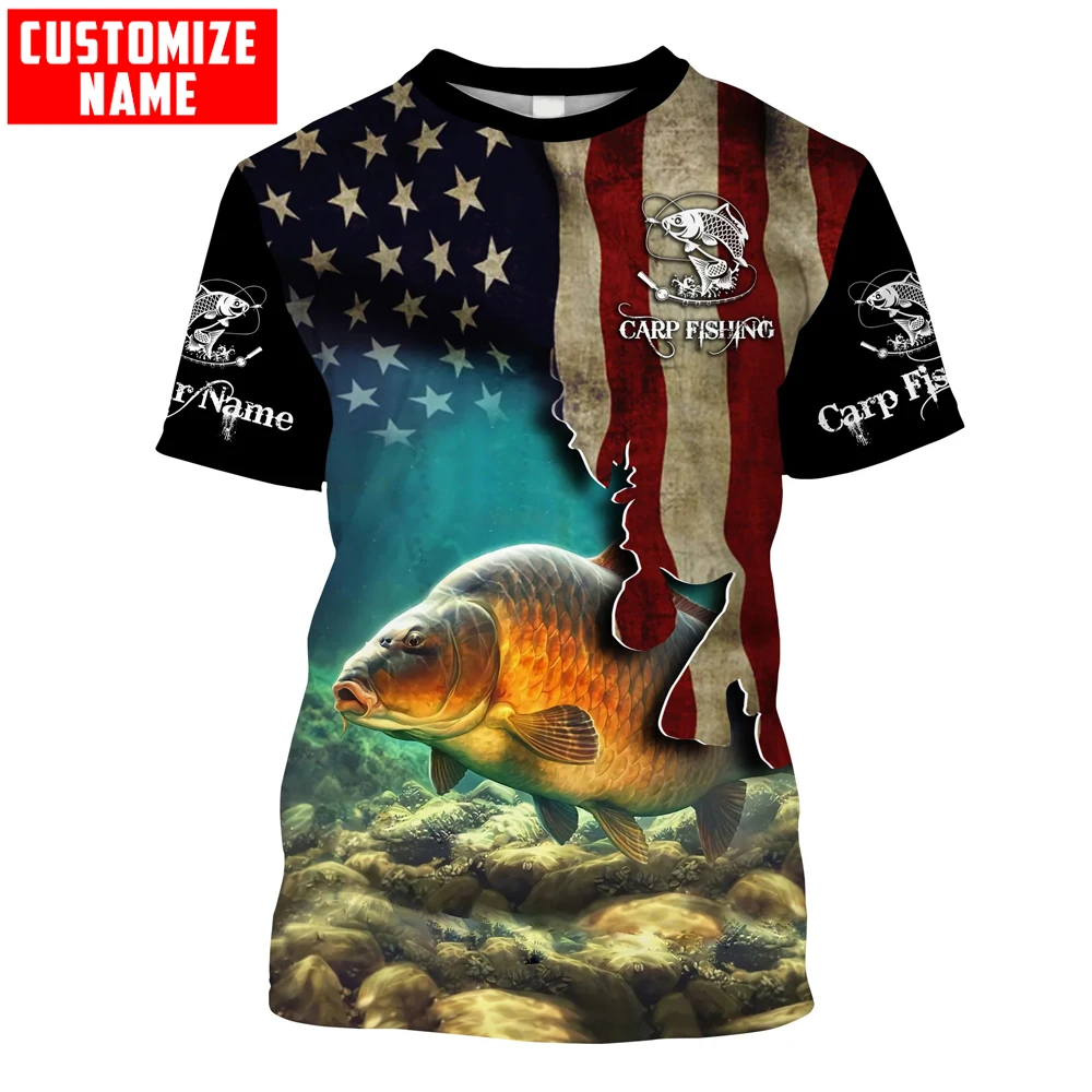 Carp Fishing American Flag Patriotic Customize Name 3D All-over Printed ...