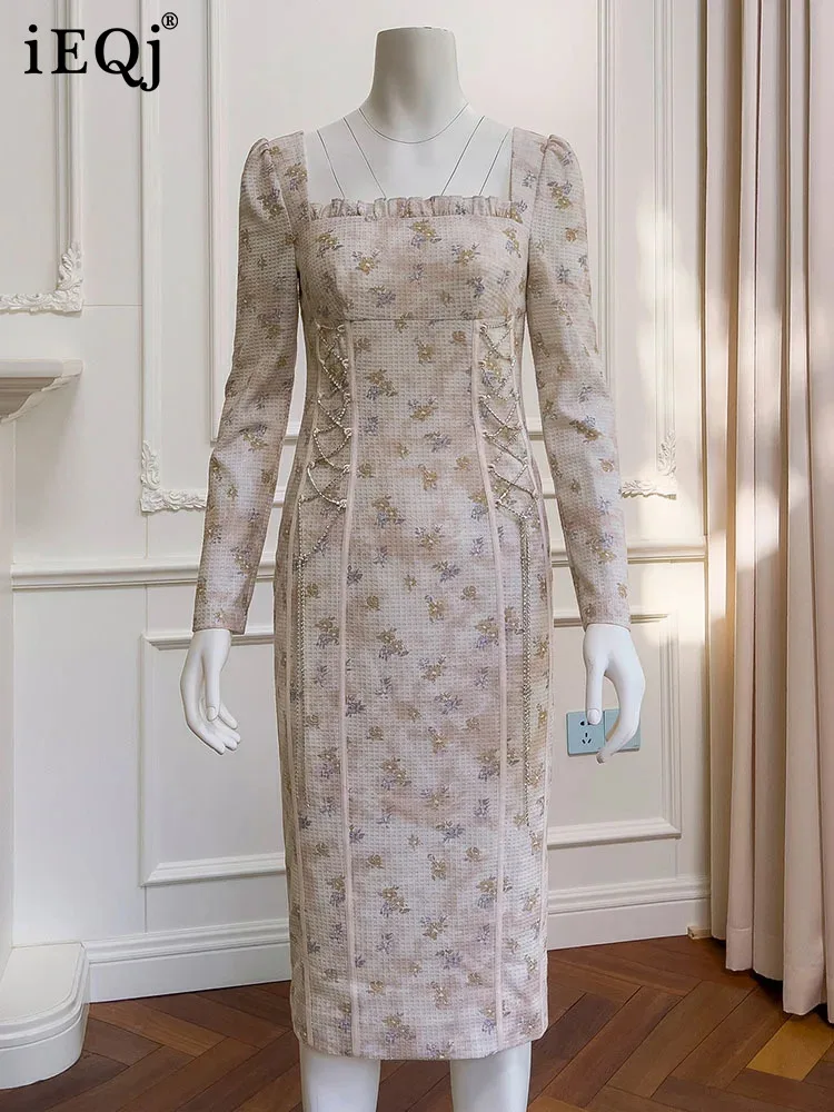 IEQJ-Solid-Printing-Design-Dresses-For-Women-Long-Sleeve-Square-Collar ...