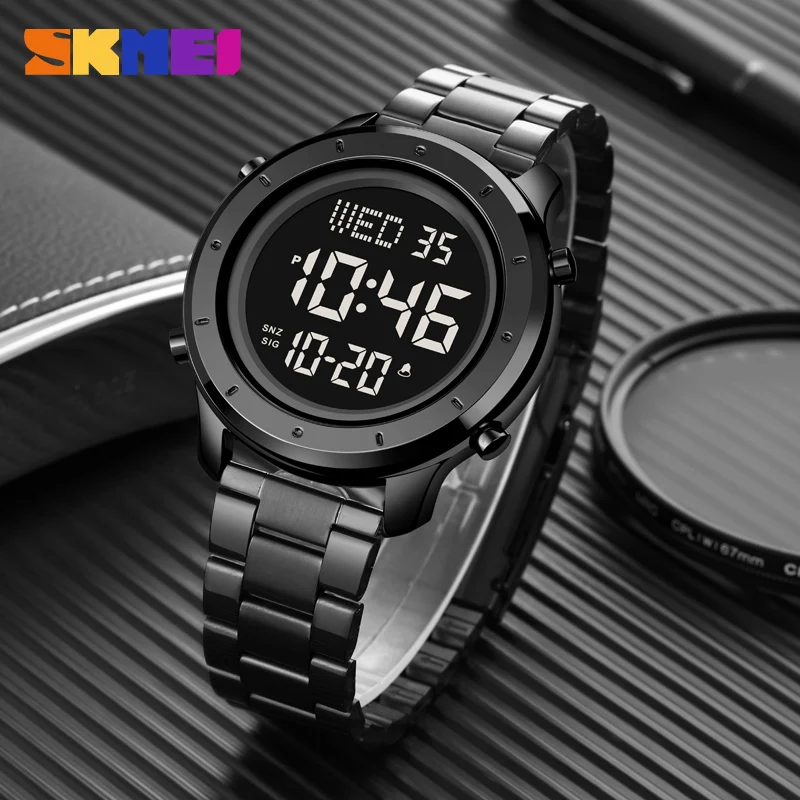 Reloj Digital de acero inoxidable para hombre, cronómetro electrónico ...
