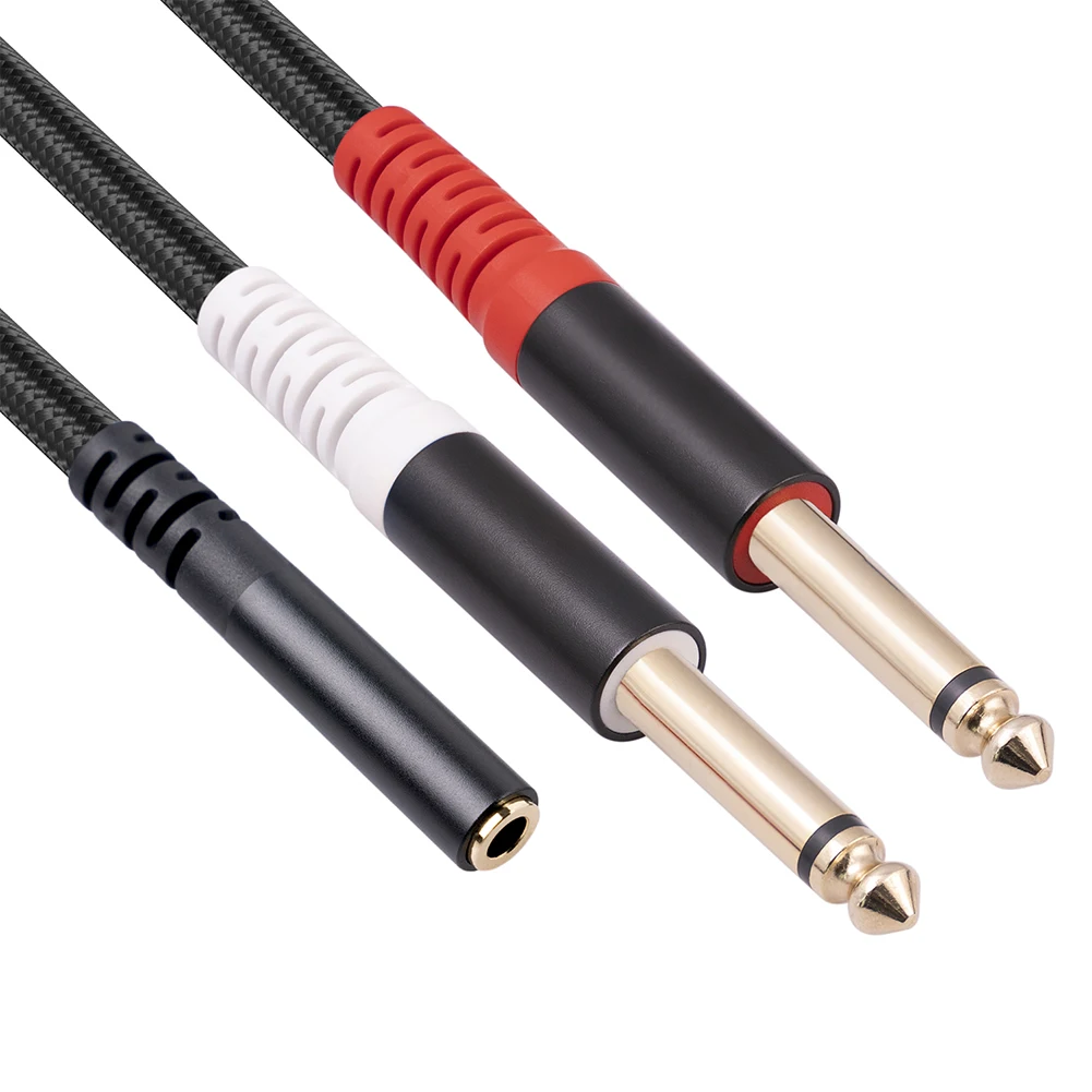 Jack 3.5mm to Double 6.5mm Aux TRS Cable Dual 6.35mm Aux Cord For iPod ...