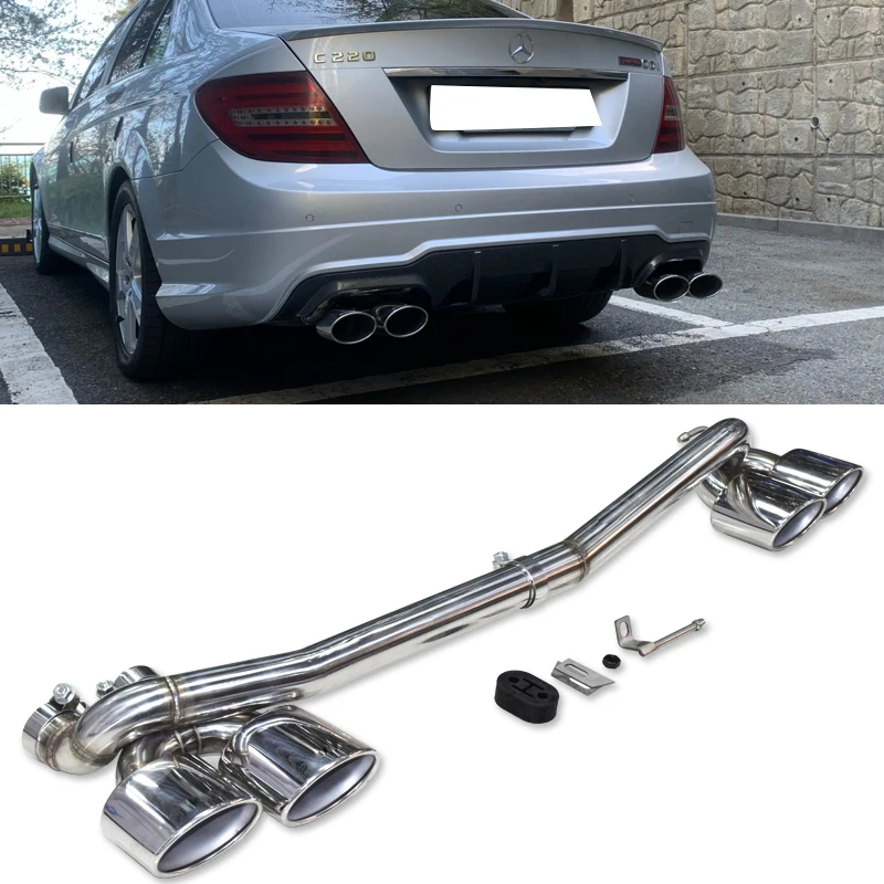 W204 Quad Exhaust Tips For Mercedes C180 C200 C250 C260 Upgrade C63 AMG ...