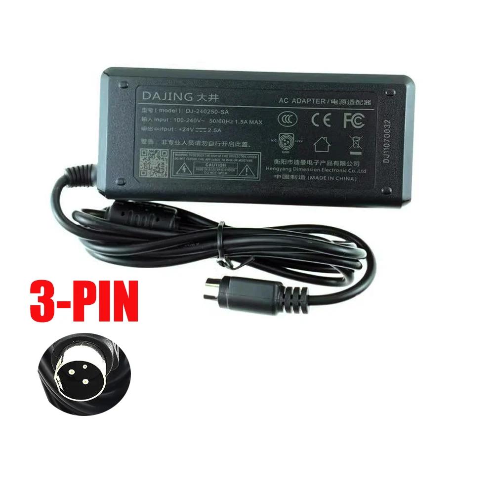 Genuine Dajing DJ-240250-SA AC Adapter 24V 2.5A 60W Printer Power ...
