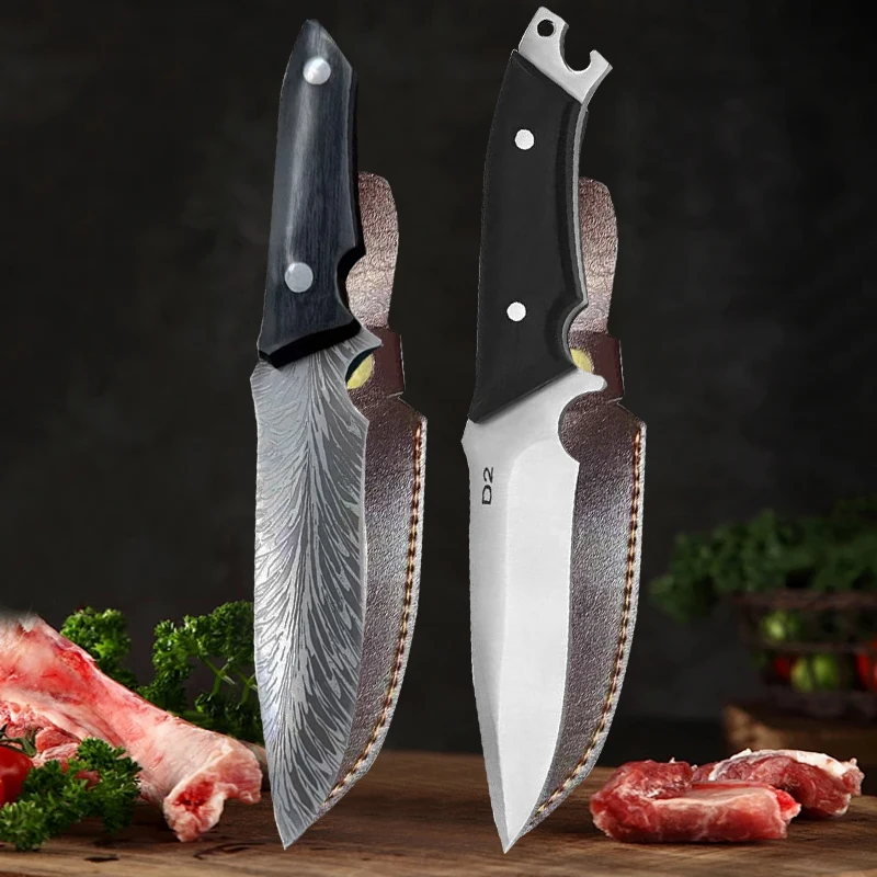 Stainless-Steel-Kitchen-Knife-Feather-Pattern-Mongolian-Meat-Eating ...