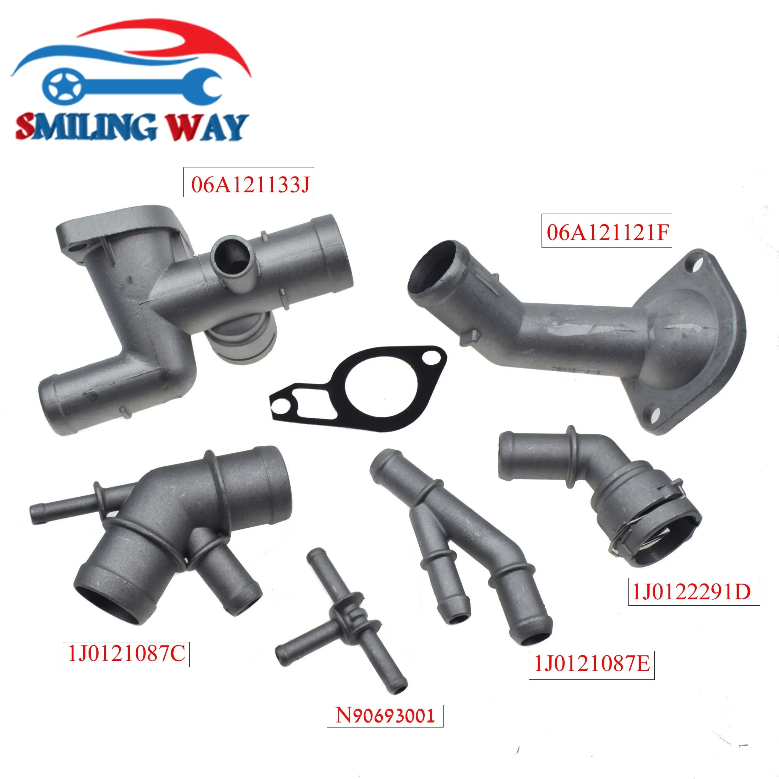 Aluminum-Coolant-Fitting-Flange-Hose-Connector-Pipe-Kit-For-Audi-Seat ...