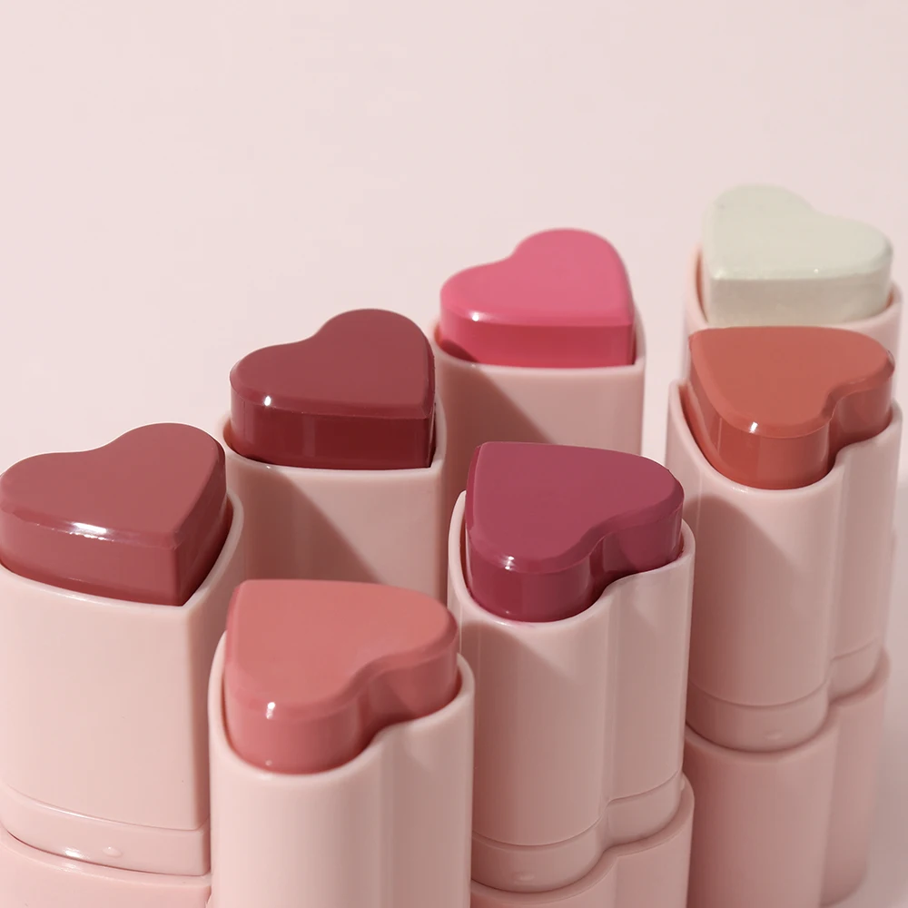 Heart-Shape-Vegan-Creamy-Blush-Stick-Matte-Silky-Waterproof-Pink-Blush ...