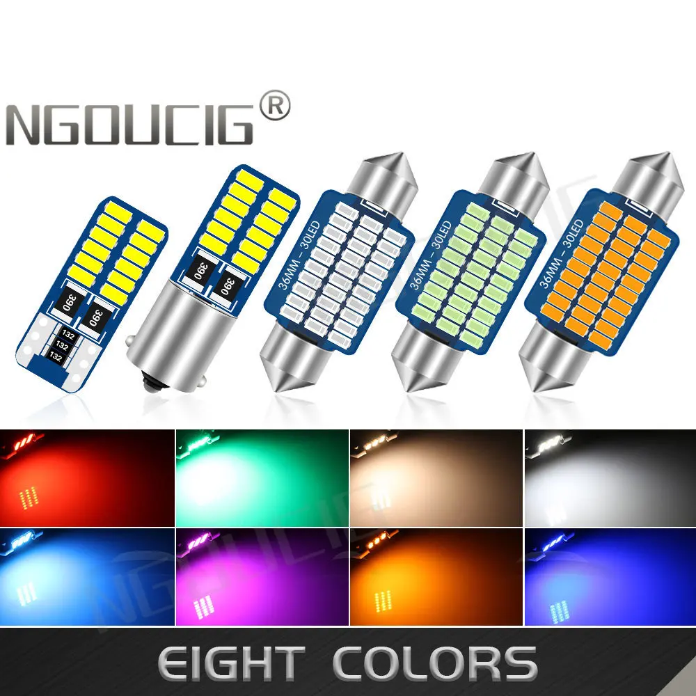 NGOUCIG-2PCS-C5W-Led-C10W-Festoon-Bulb-T10-T4W-BA9S-W5W-28mm-31mm-36mm ...