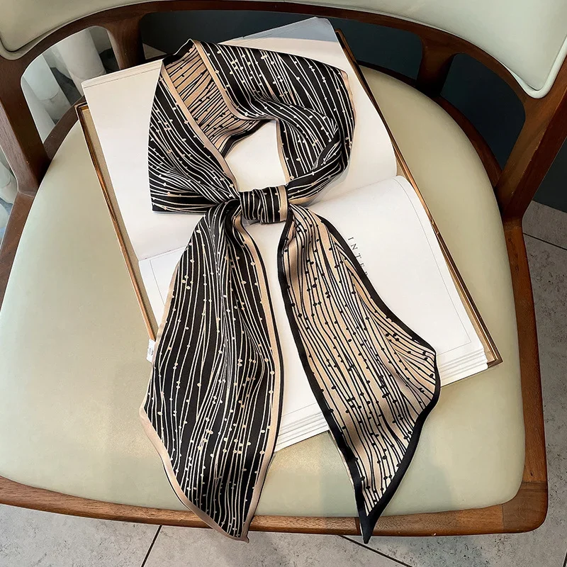 Spring/Summer Luxury Long Silk Scarf Female Print Thin Narrow Scarf Bag ...