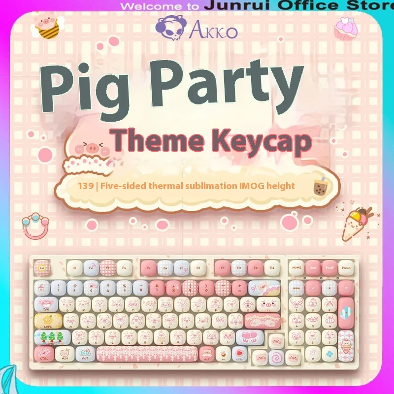 Akko-Pig-Party-Keycap-Mog-Highly-Sublimated-Pbt-Small-Buns-And ...