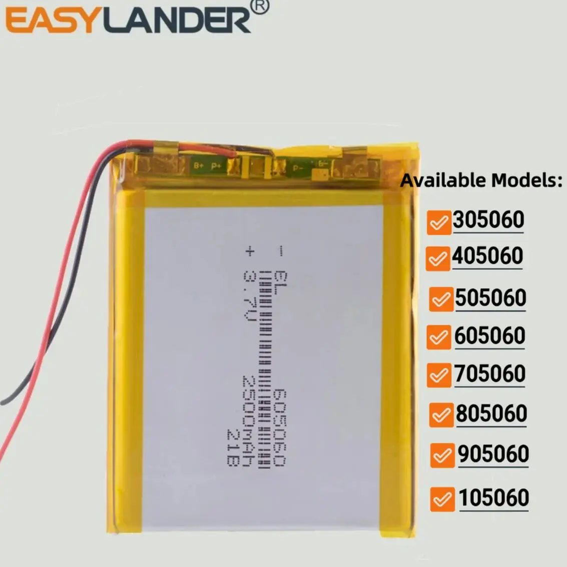 605060 3.7V 2500mAh Rechargeable li-Polymer Li-ion Battery 305060 ...