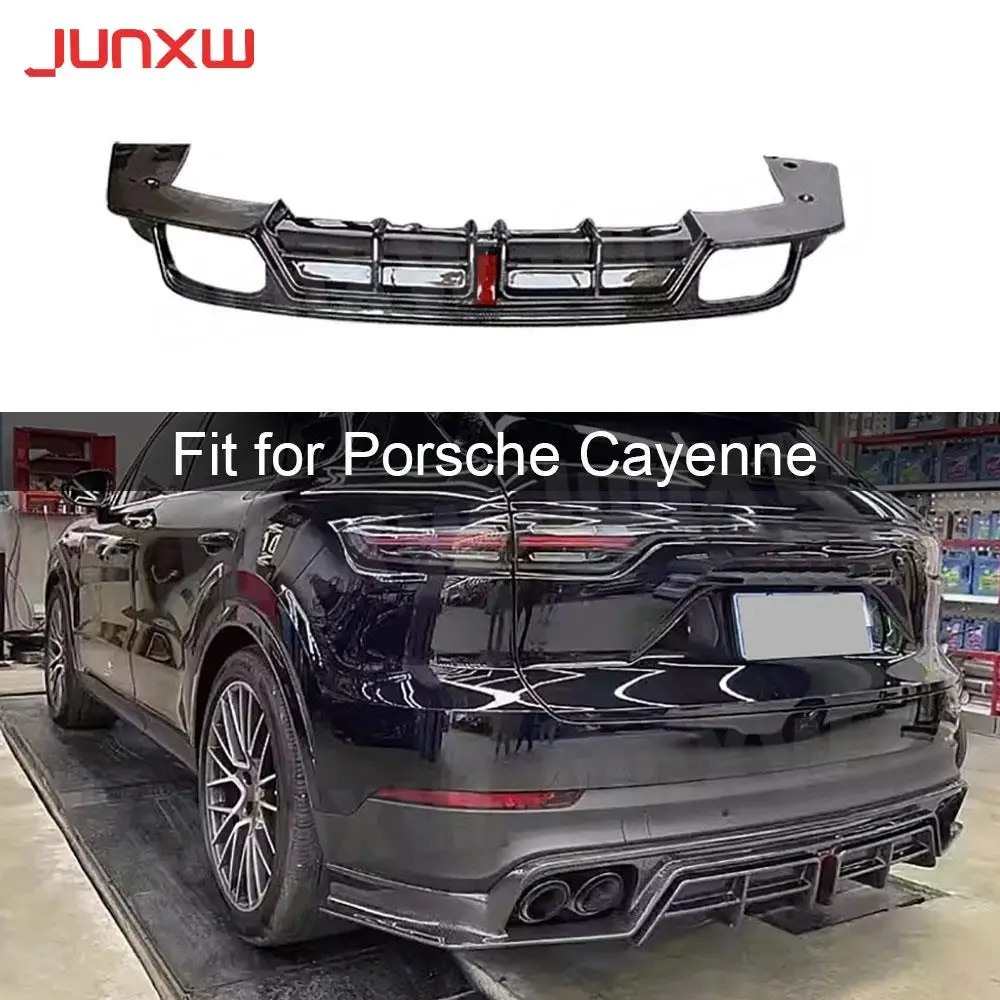 For-Porsche-Cayenne-2022-Rear-Bumper-Lip-Diffuser-Spoiler-With-LED ...