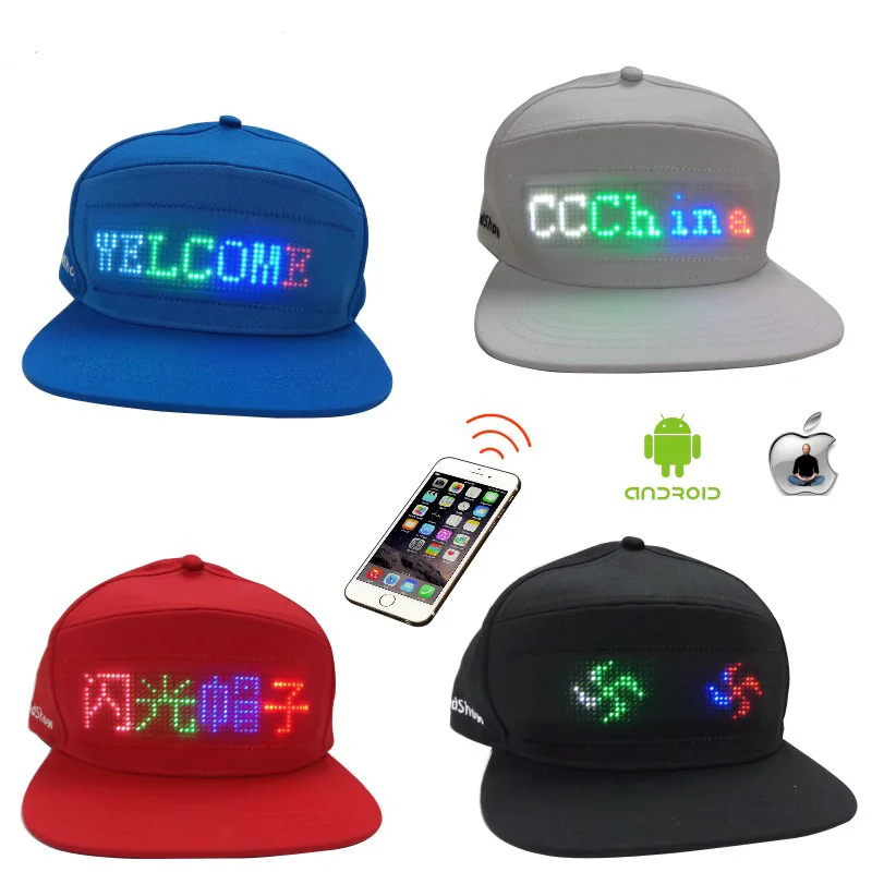 APP-Programmable-LED-Message-Display-Hats-Luminous-Flashing-Baseball ...