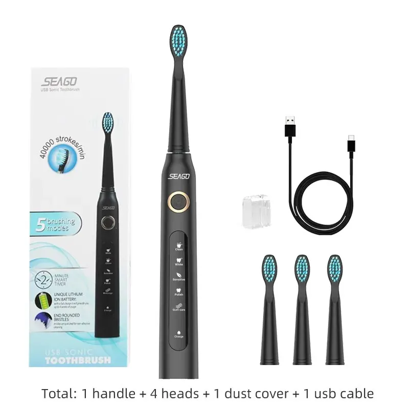Seago-Sonic-Toothbrush-Electric-Toothbrush-Cleaning-Teeth-5-Modes-with ...