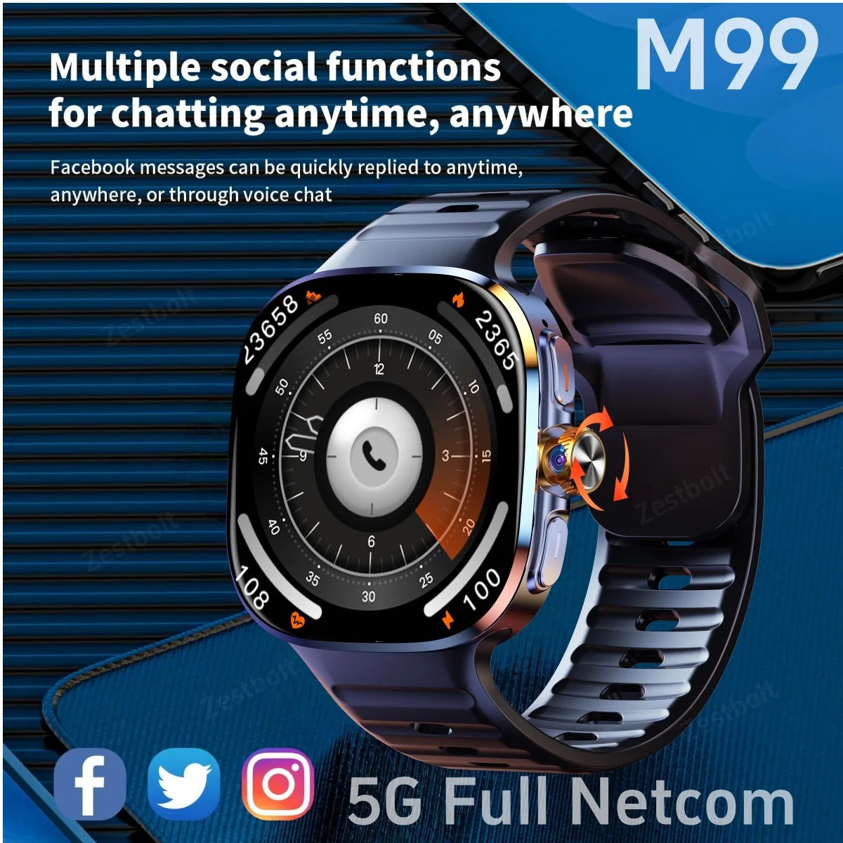 M99 Smartwatch Android 10.0 system 2.4 inch 720*720 Amoled Screen 900W ...
